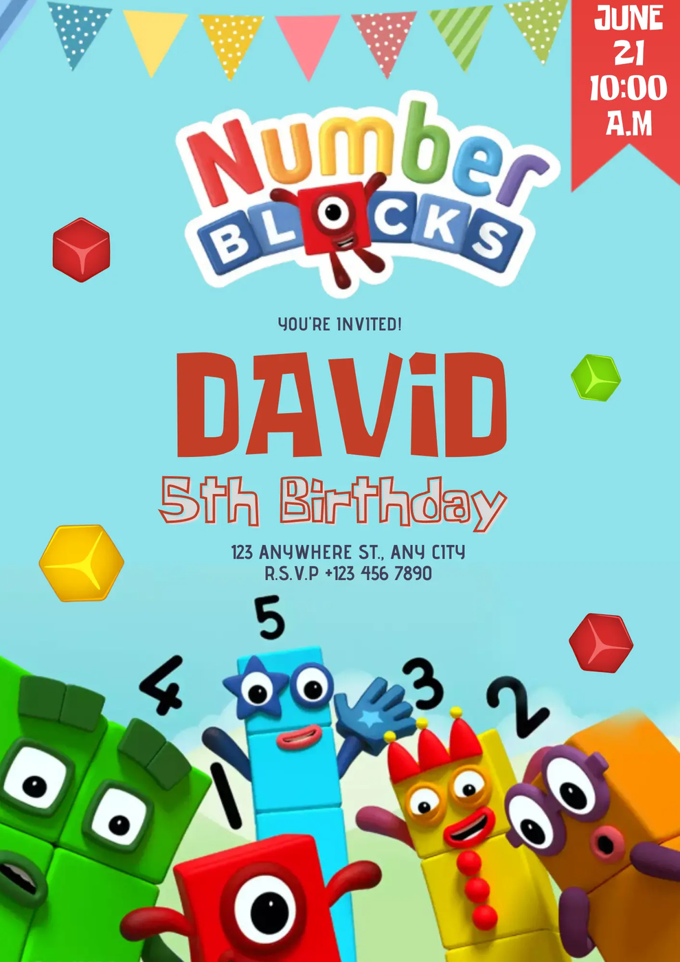 Numberblocks Birthday Invitation Template – CreativeRino