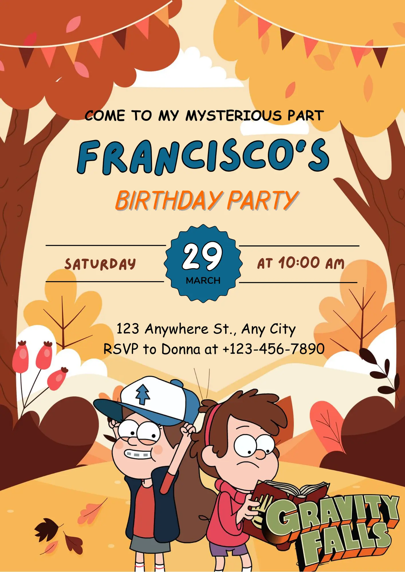 Gravity Falls Birthday Invitation Template – CreativeRino