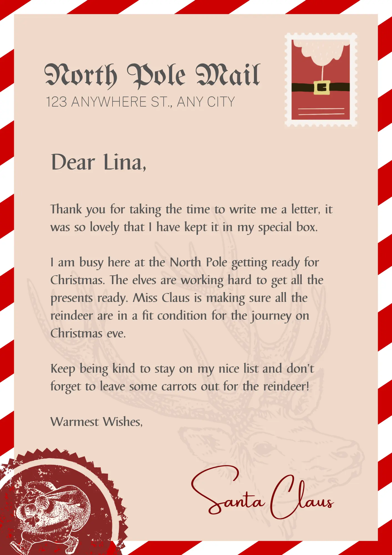 Letter from Santa Claus Christmas Template – CreativeRino
