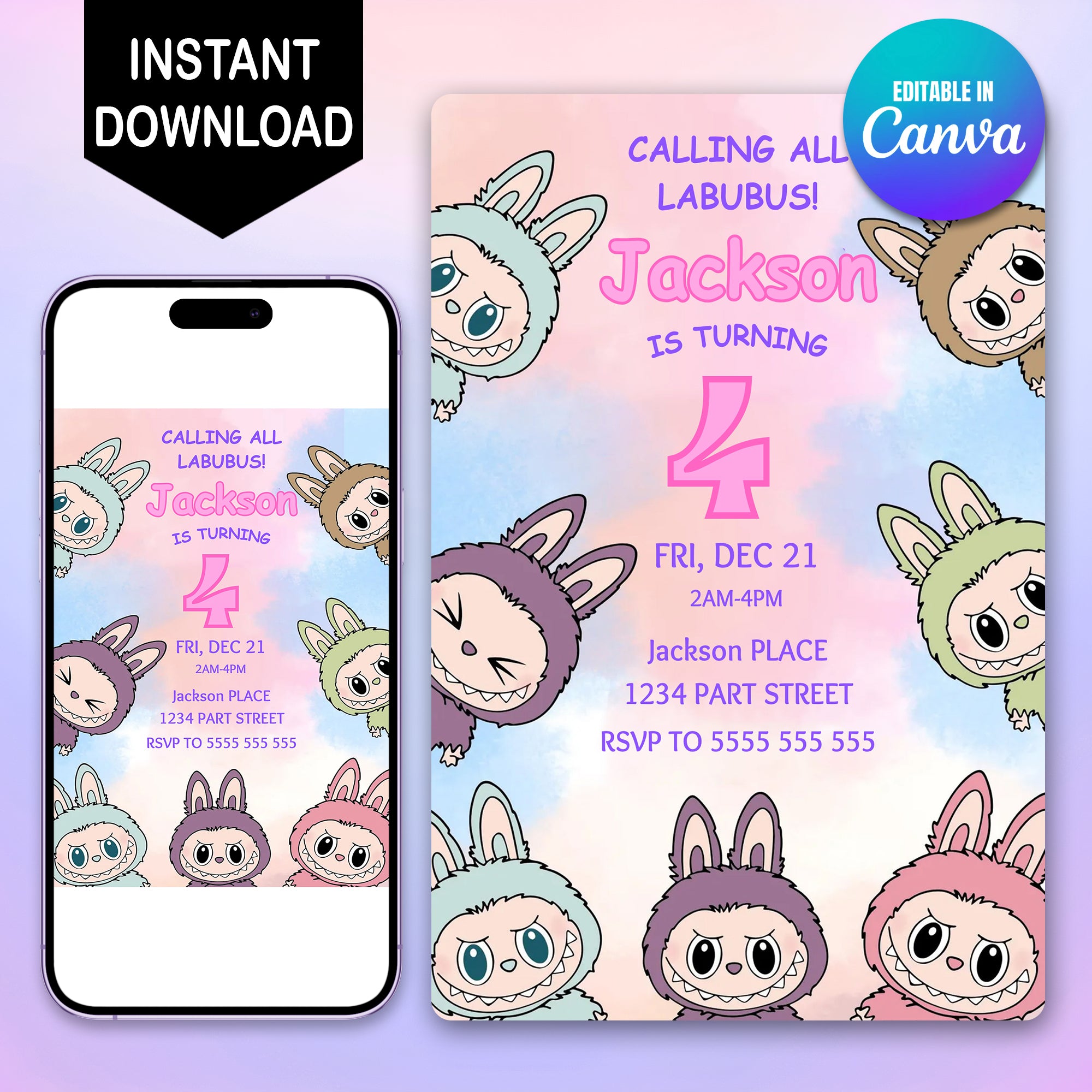 Labubu Printable Party Invitation – CreativeRino