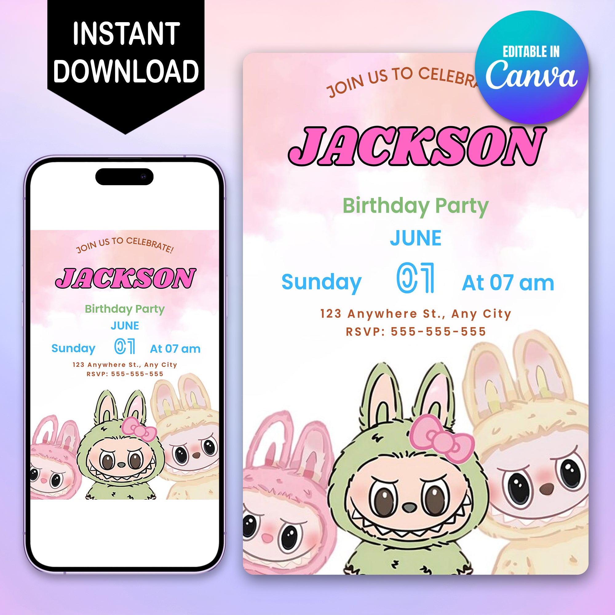 Magical Labubu Birthday Invite – CreativeRino