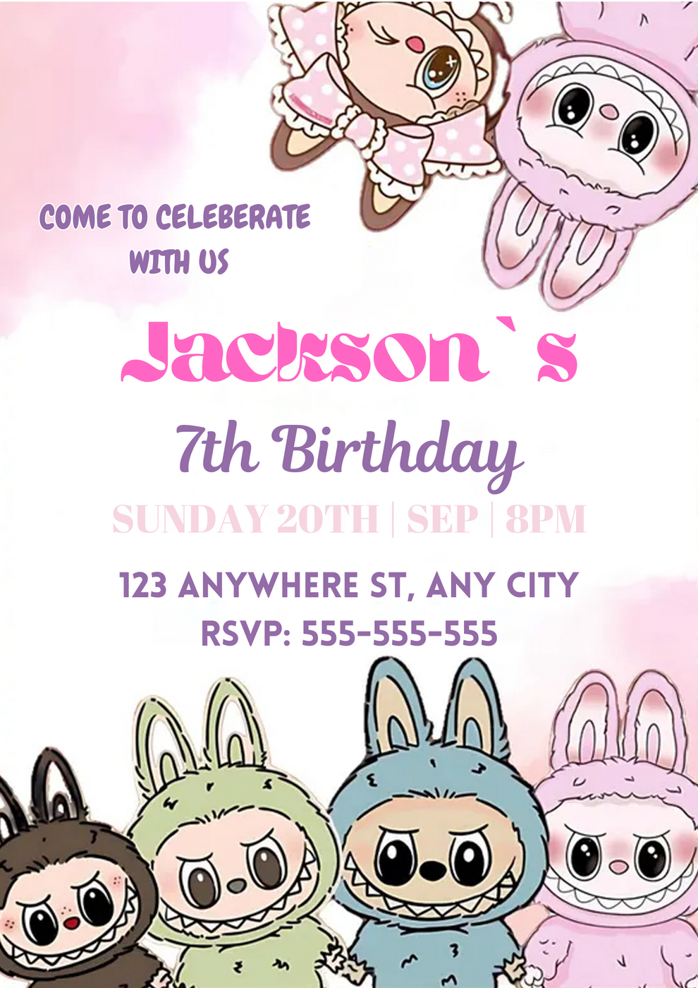 Custom Labubu Birthday Invitation – CreativeRino