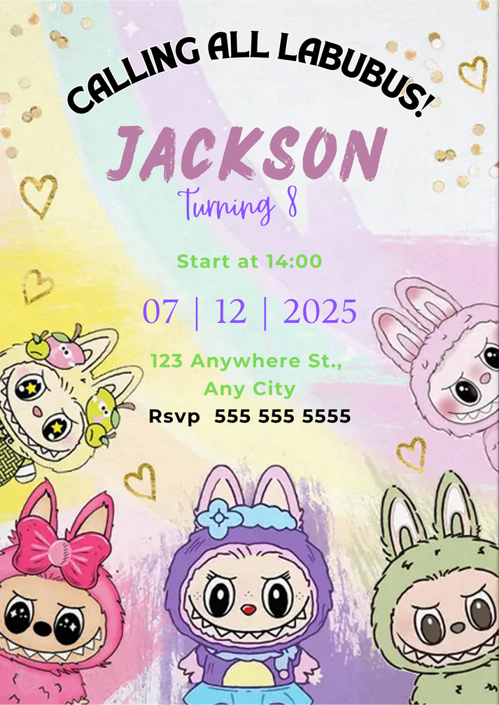 Labubu Invitation for Girl or Boy – CreativeRino