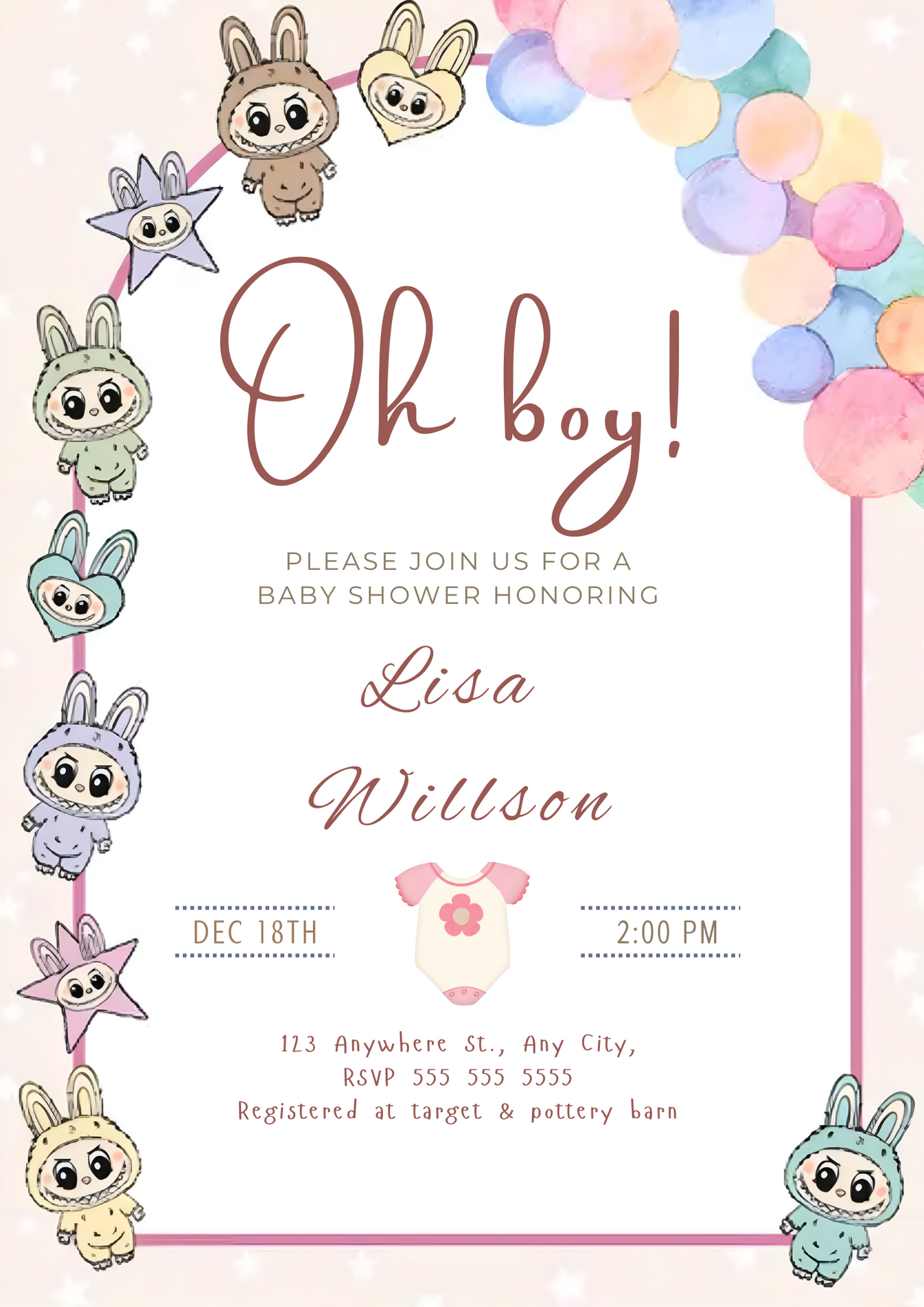 Labubu Theme Baby Shower Template – CreativeRino