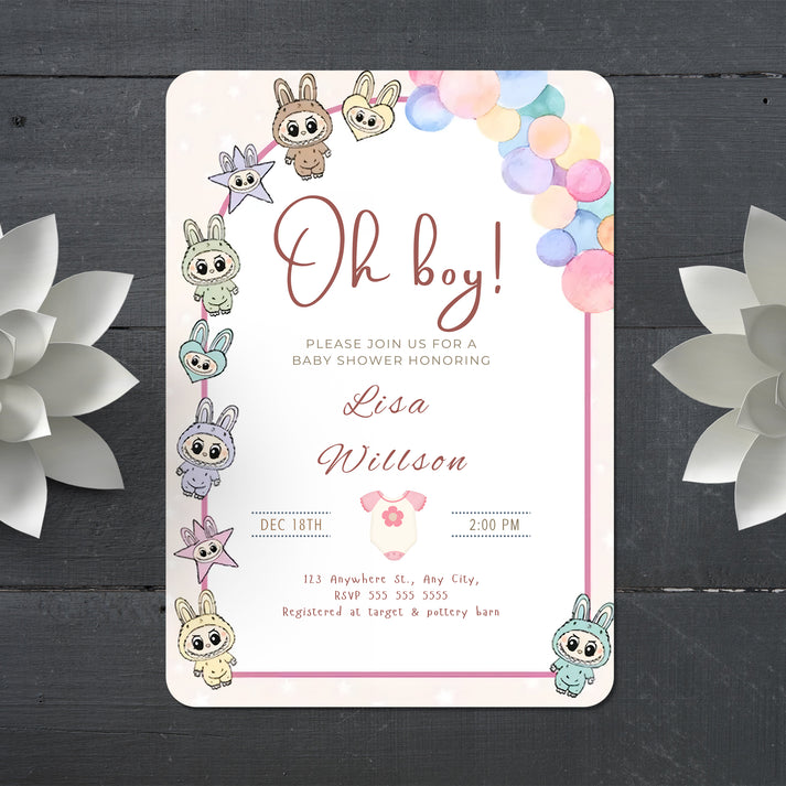 Labubu Theme Baby Shower Template – CreativeRino