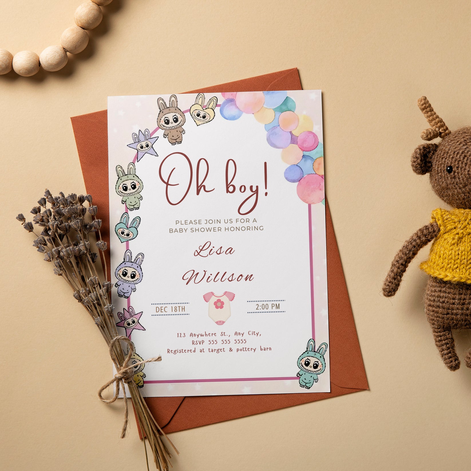 Labubu Theme Baby Shower Template – CreativeRino