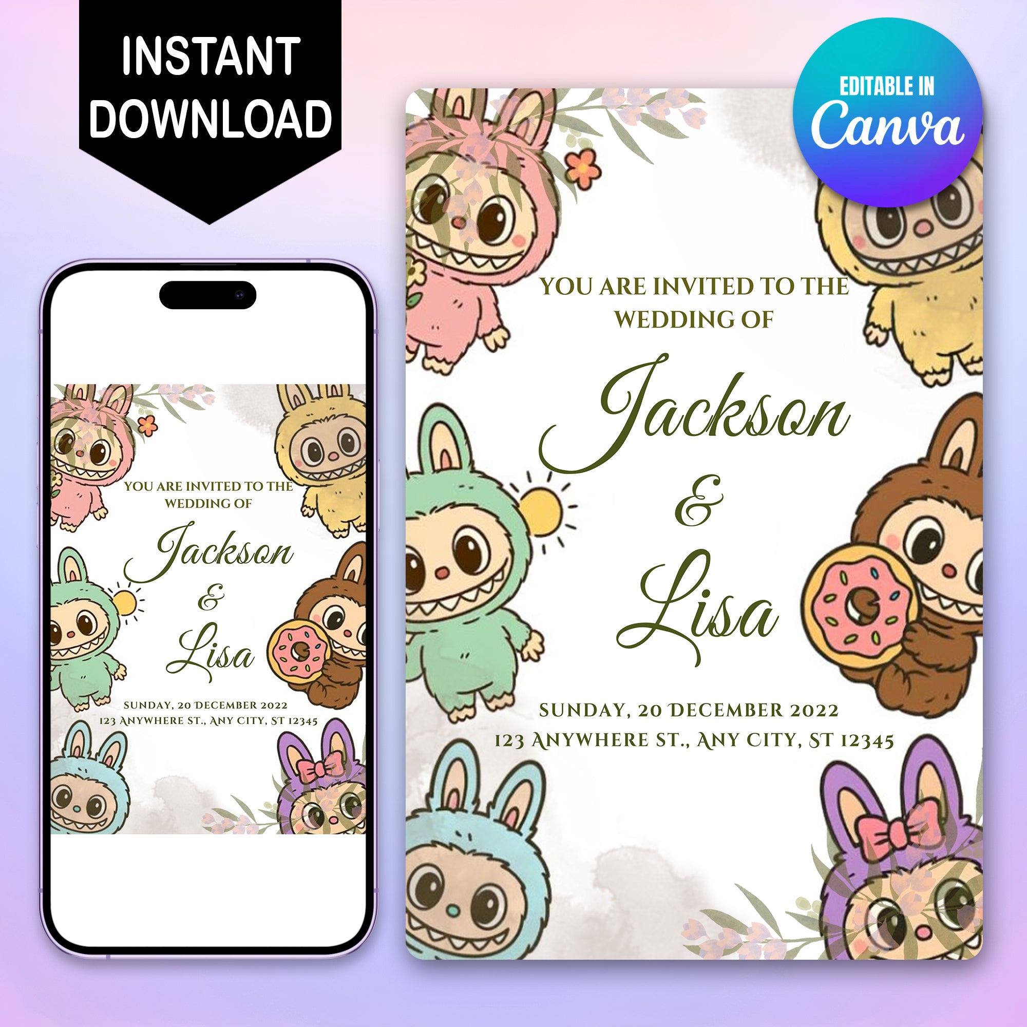 Digital Labubu Wedding Template – CreativeRino