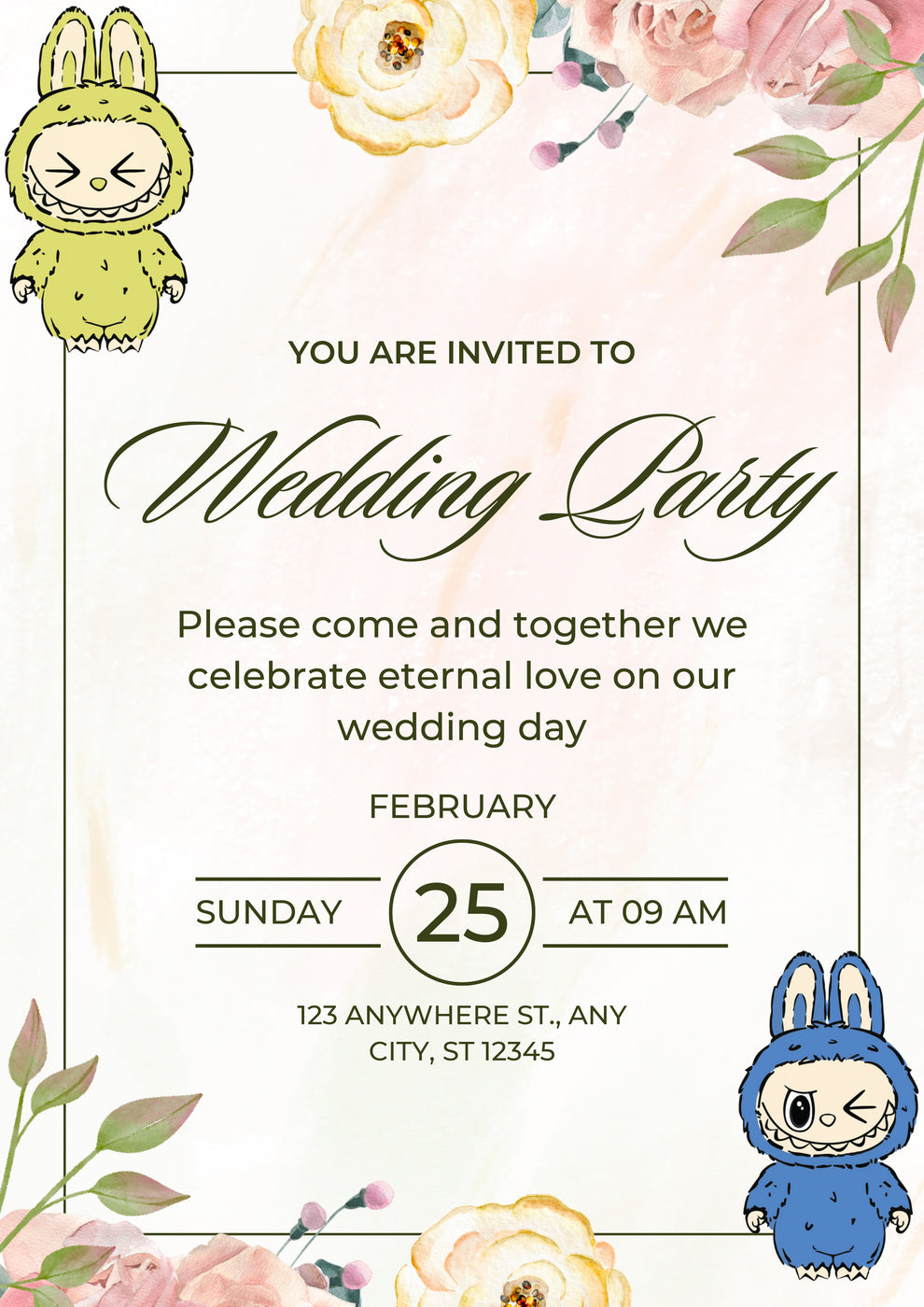 Labubu Wedding e-Invitation Design – CreativeRino