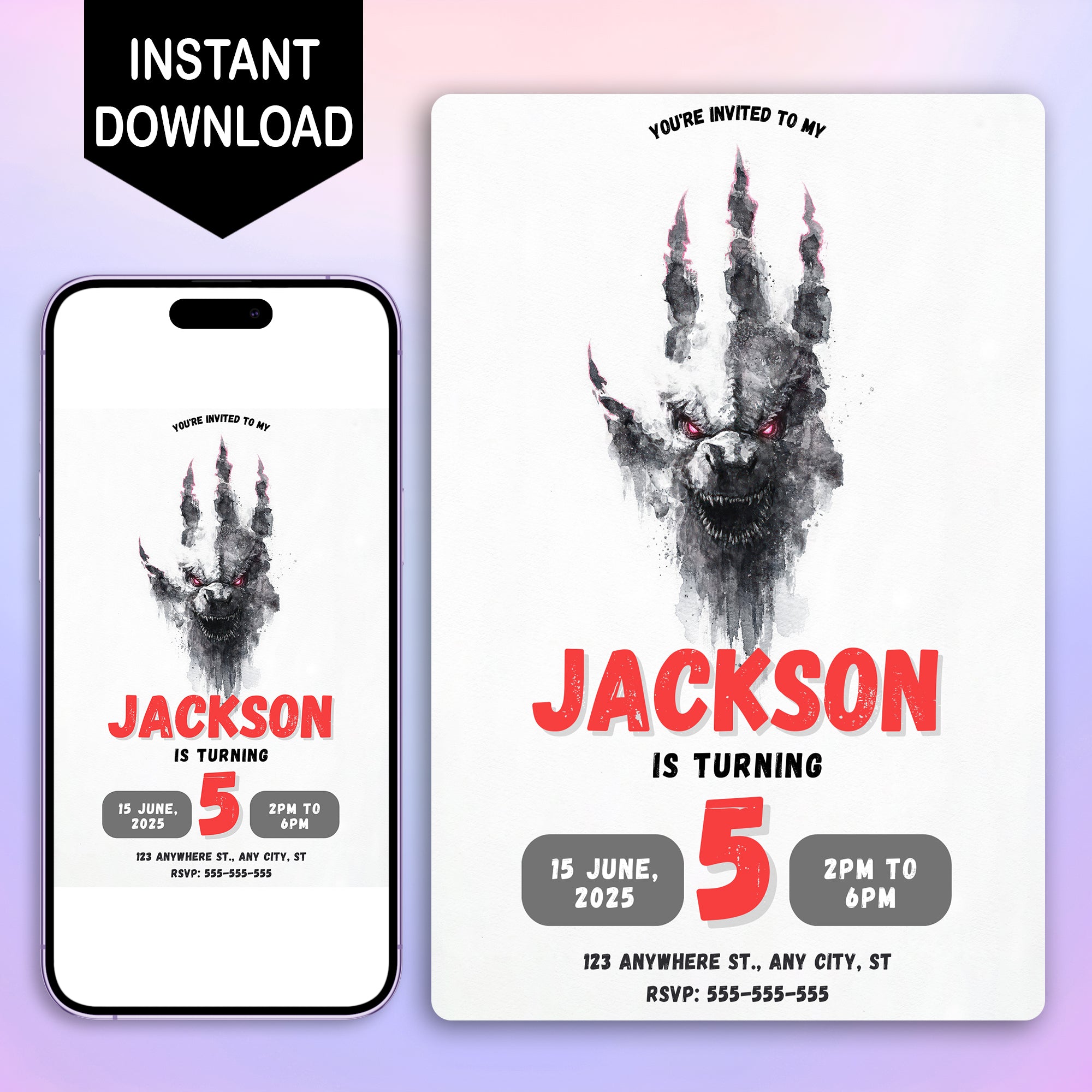 Godzilla Birthday Invitation Template – CreativeRino