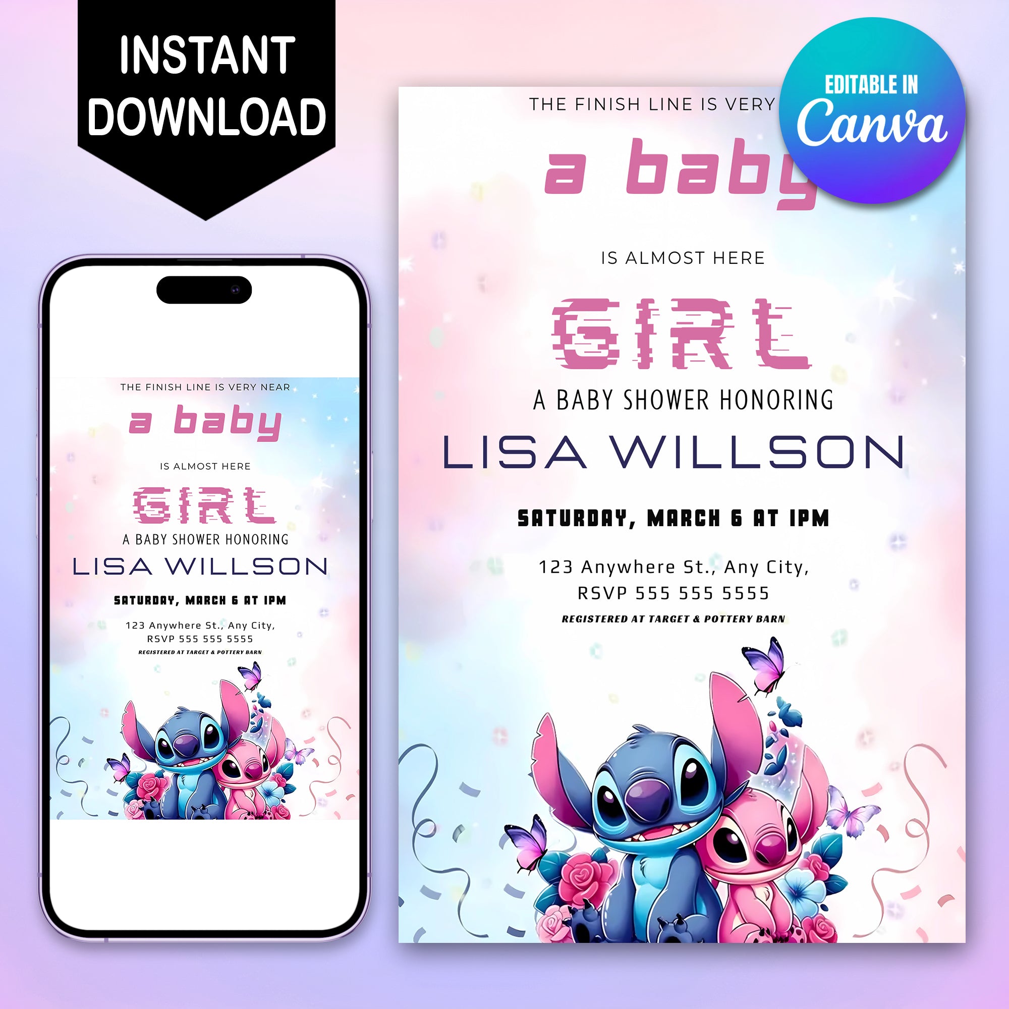 Lilo And Stitch Gender Reveal Invitations – CreativeRino