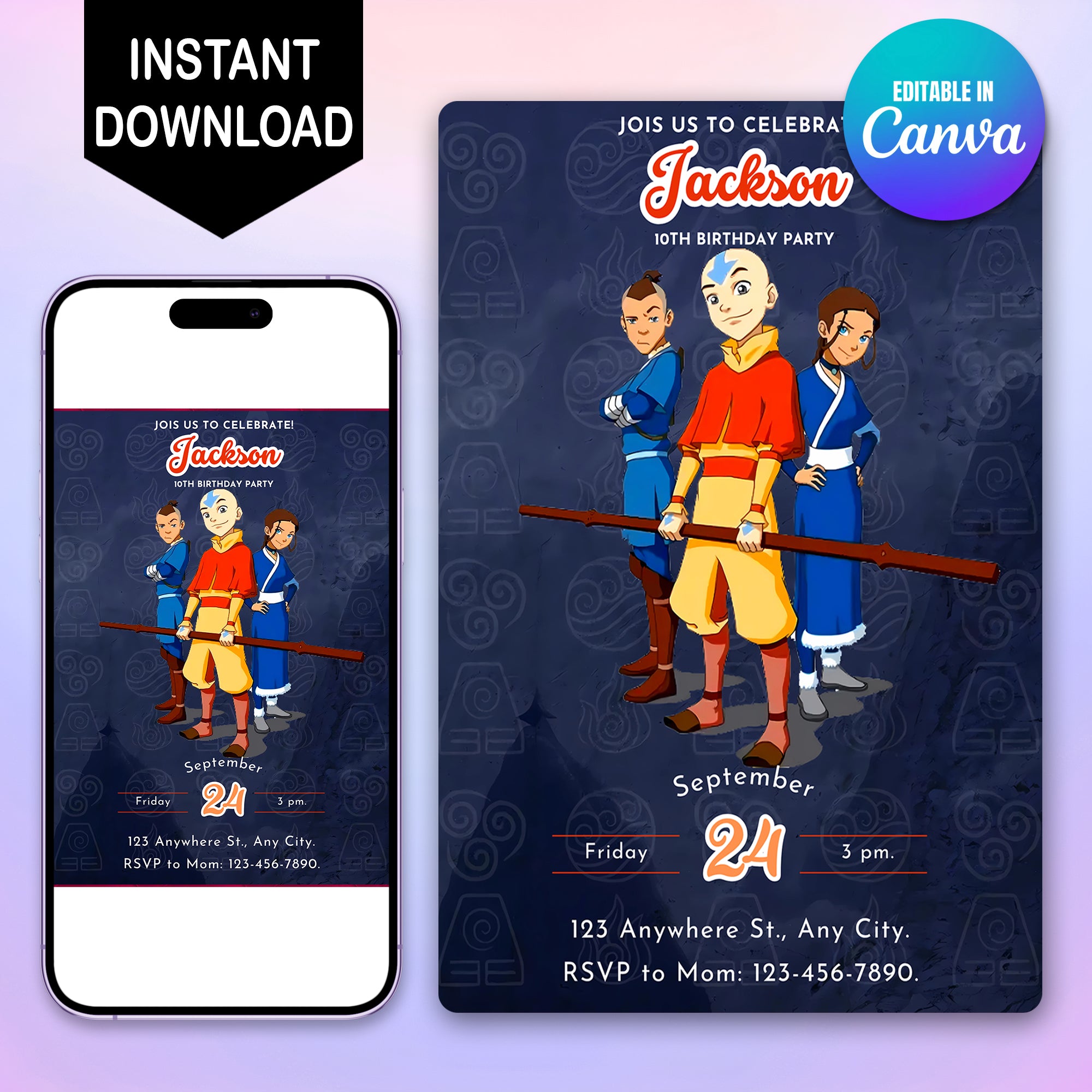 Avatar The Last Airbender Birthday Invitations – CreativeRino