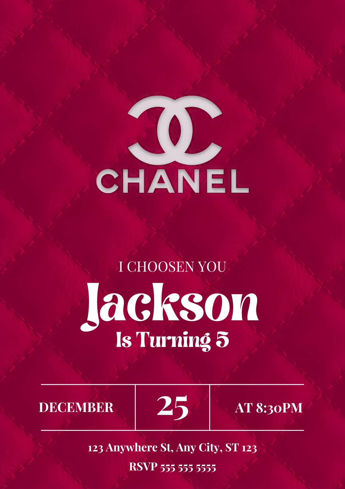 Chanel Birthday Party Invitations – CreativeRino