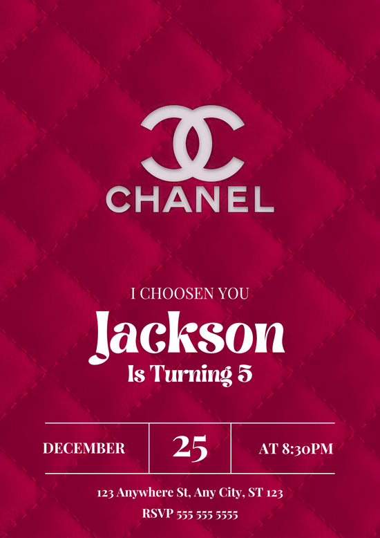 Chanel Birthday Party Invitations – CreativeRino