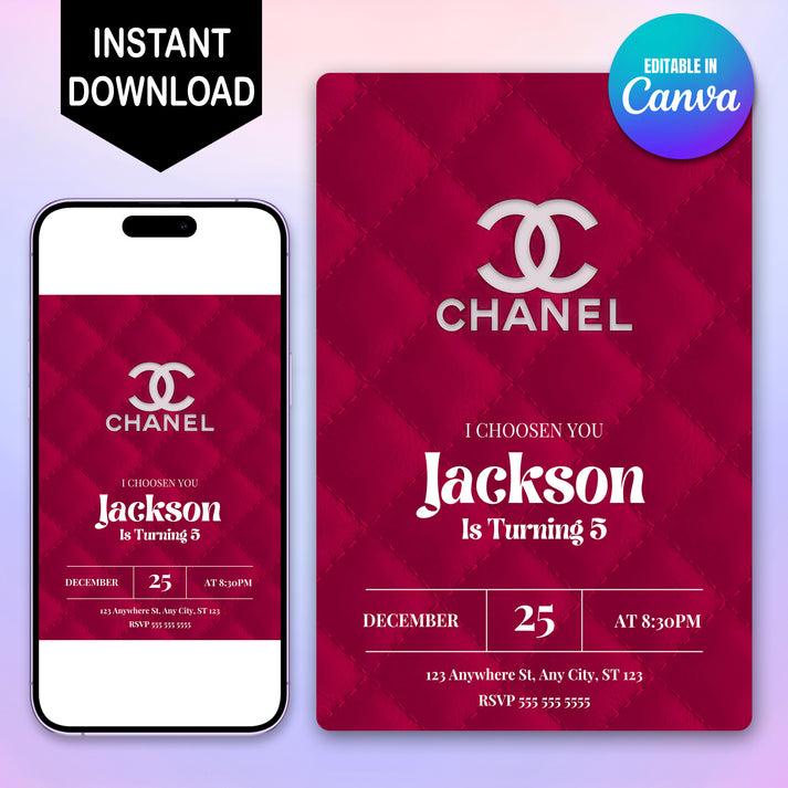 Chanel Birthday Party Invitations – CreativeRino