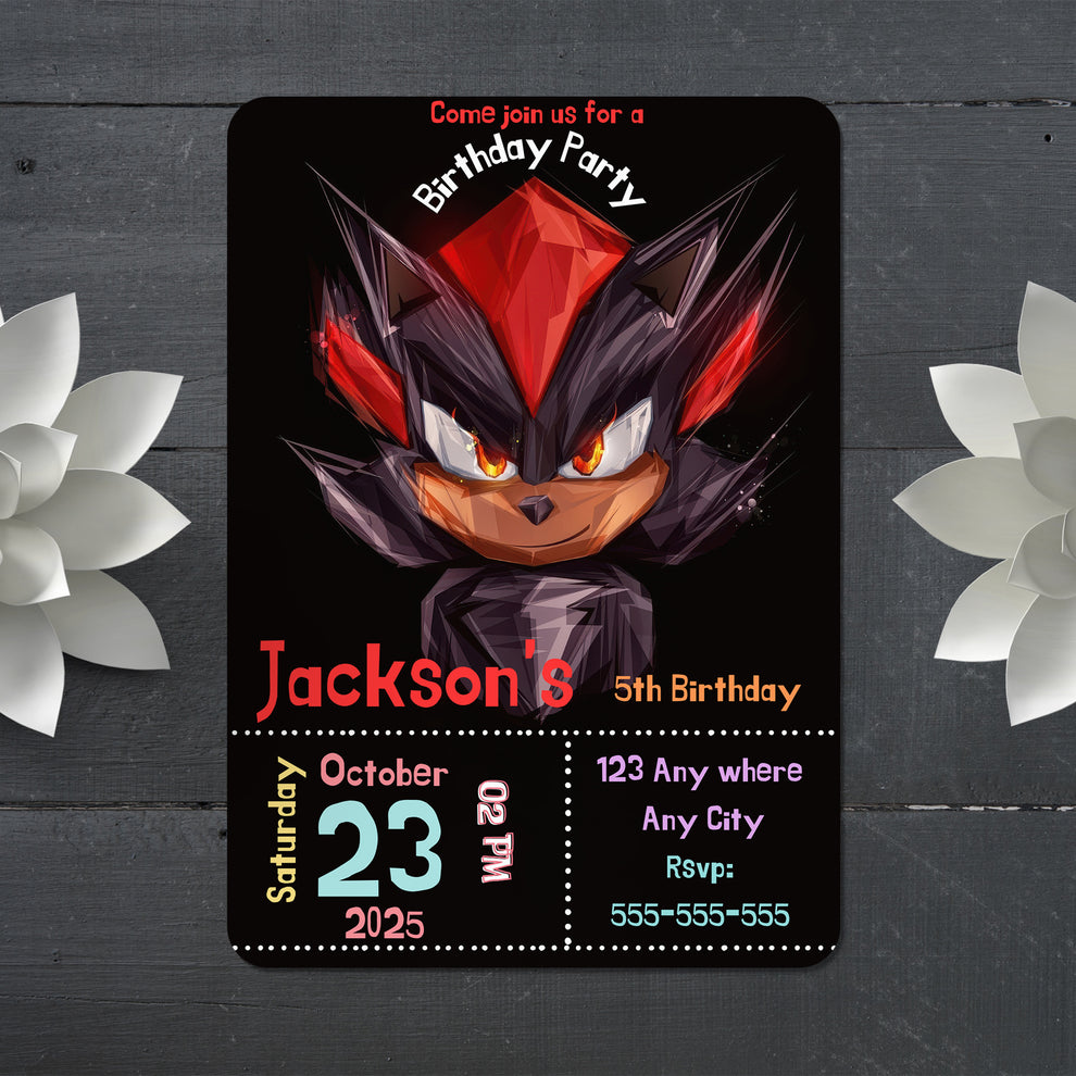 Shadow The Hedgehog Birthday Invitation Template – CreativeRino