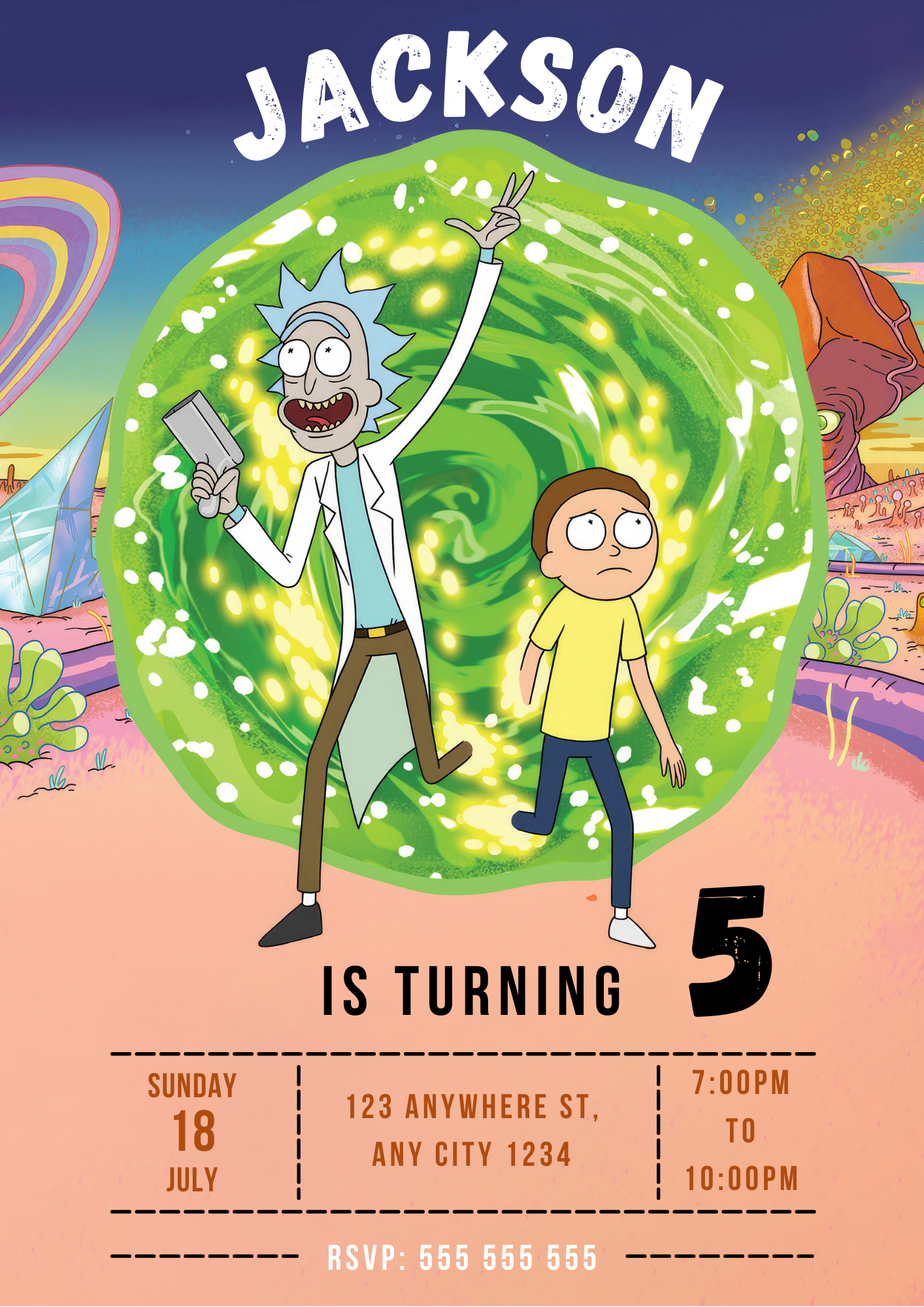 Rick and Morty Birthday Invitation – CreativeRino