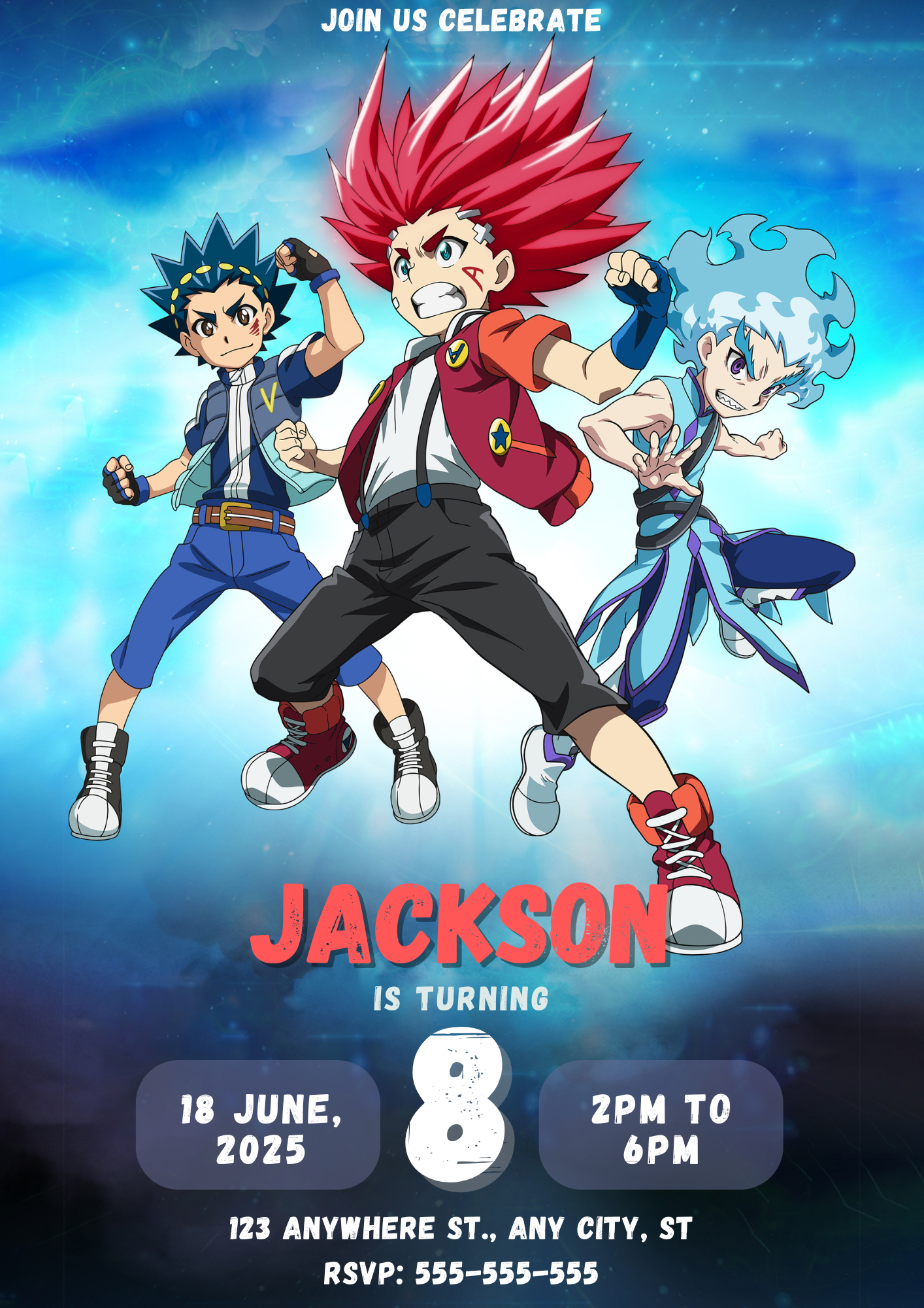 Beyblade Birthday Invitation – CreativeRino
