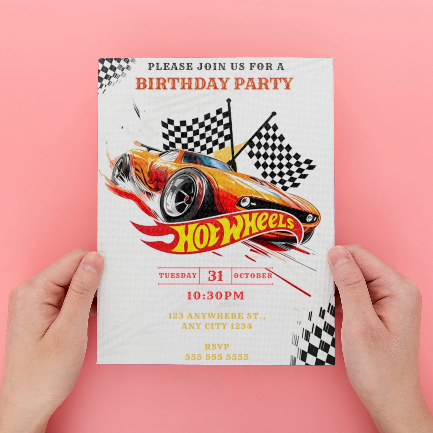 Hot Wheels Birthday Party Invitation – CreativeRino