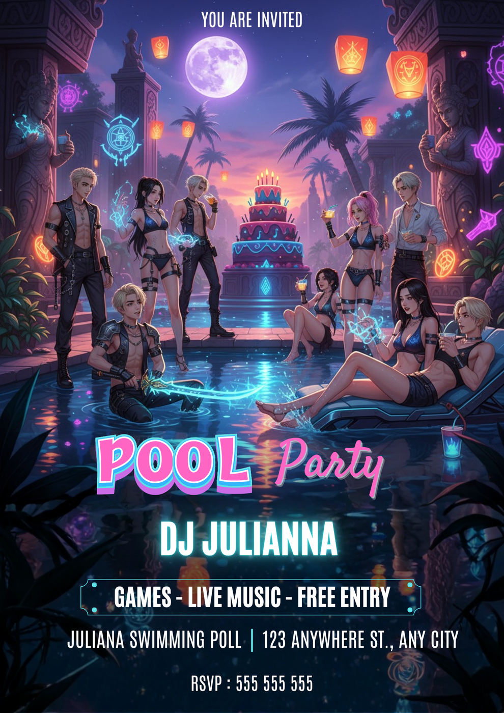 Kpop Demon Hunters Pool Party Invitation – CreativeRino