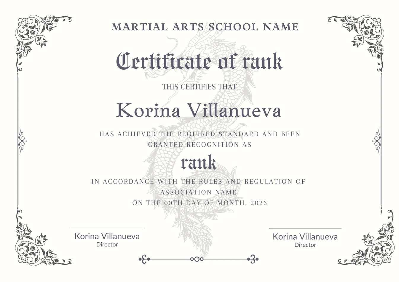 Certificate of Rank Template | Rank Certificate – CreativeRino