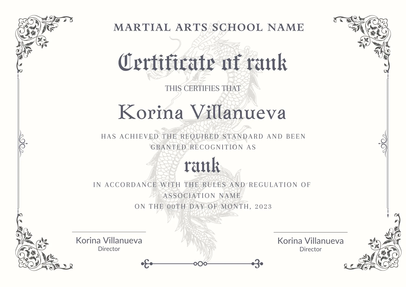 Certificate of Rank Template | Rank Certificate – CreativeRino