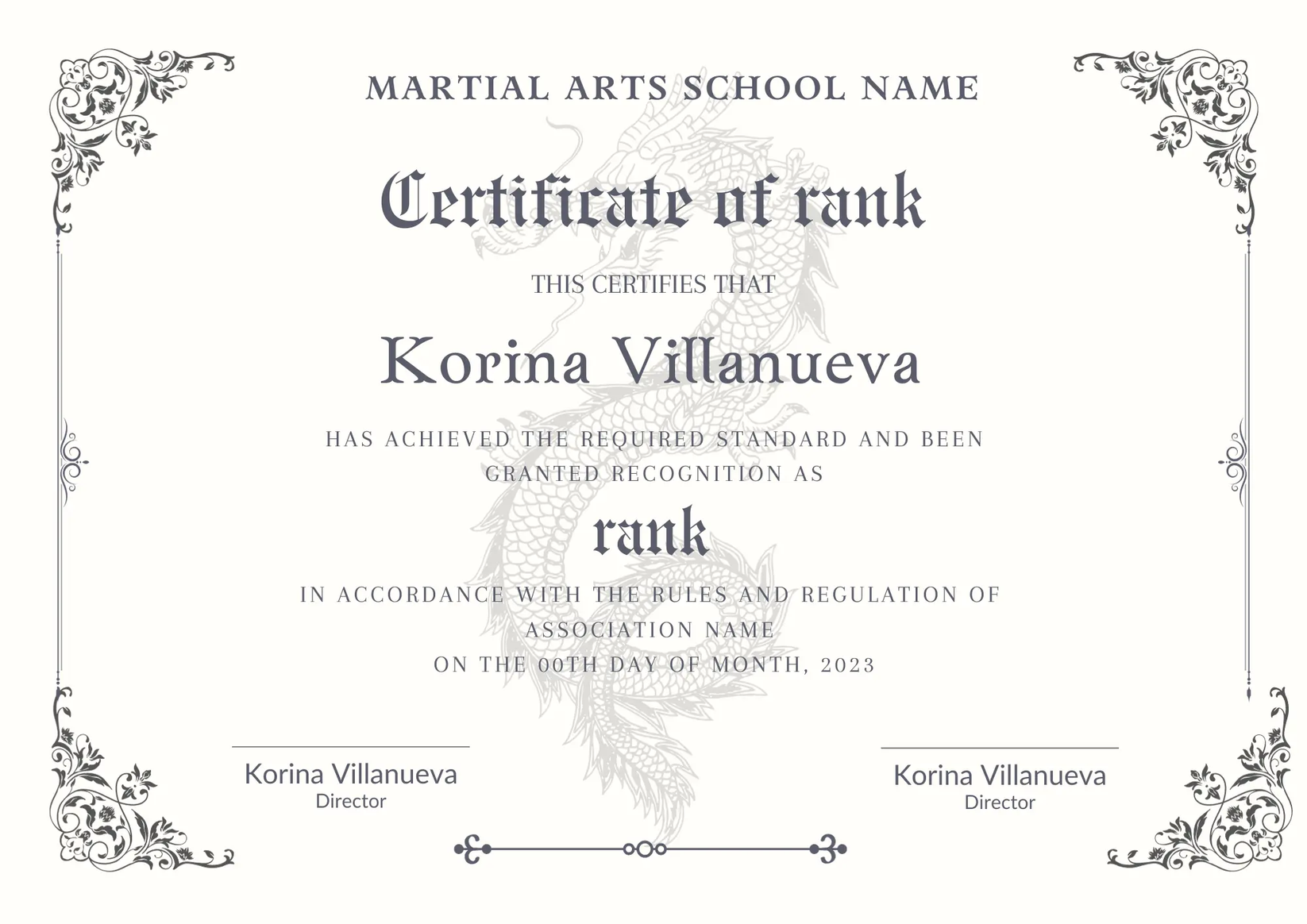 Certificate of Rank Template | Rank Certificate – CreativeRino