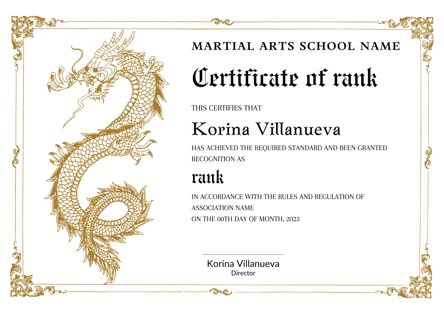 Certificate of Rank Template | Rank Certificate – CreativeRino