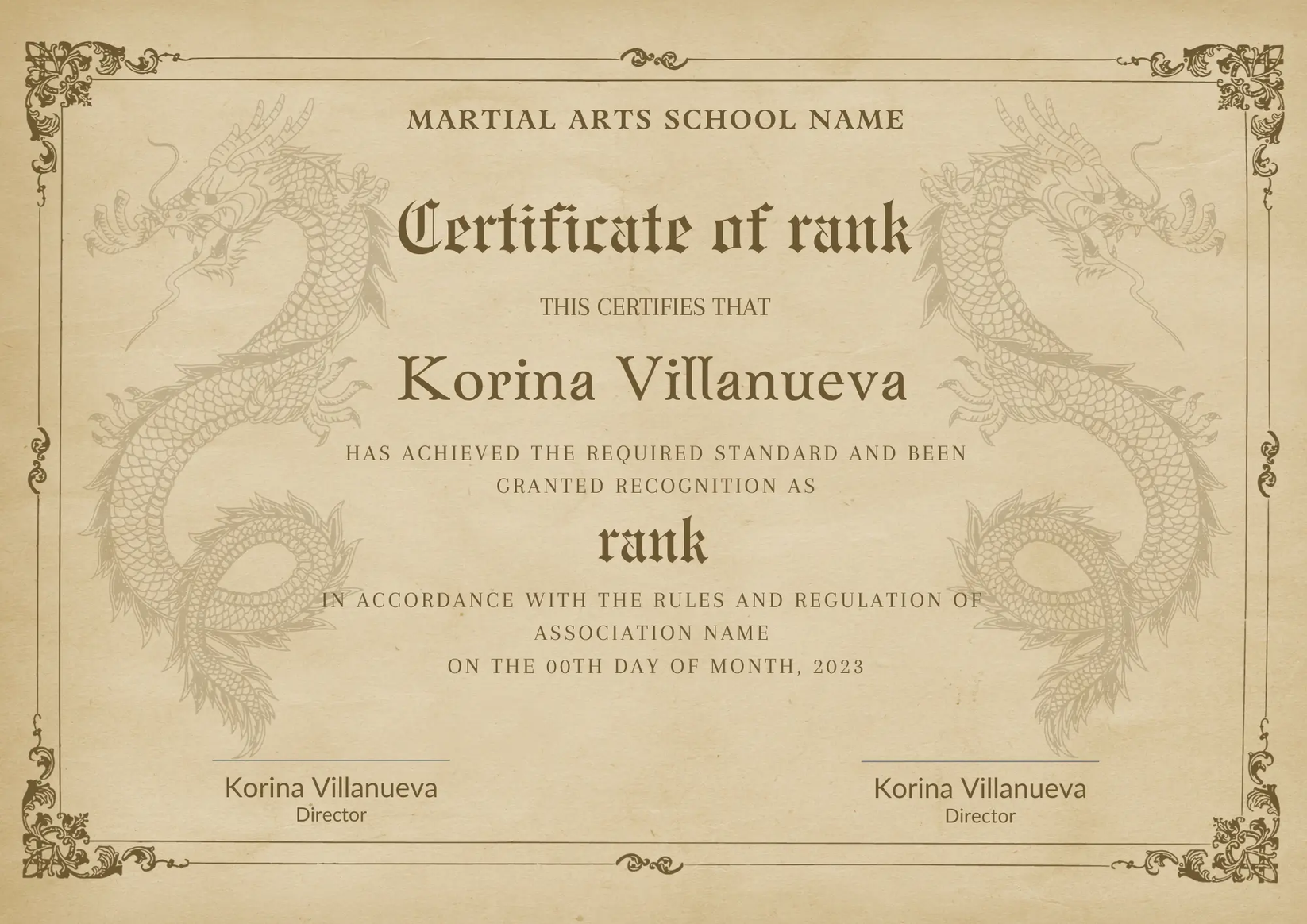 Certificate of Rank Template | Rank Certificate – CreativeRino