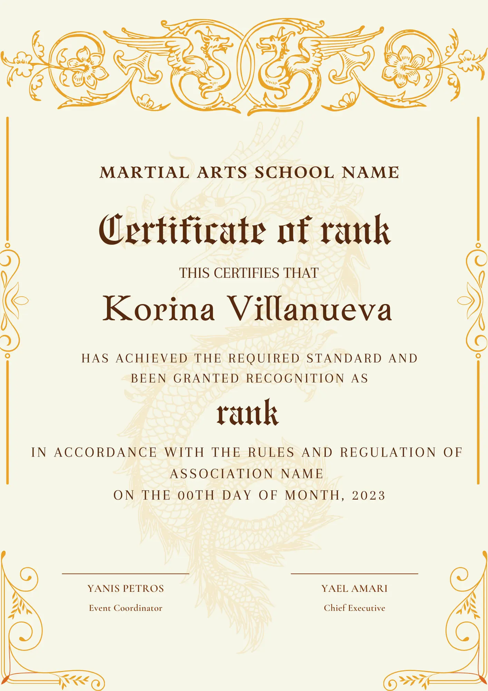 Certificate of Rank Template | Rank Certificate – CreativeRino