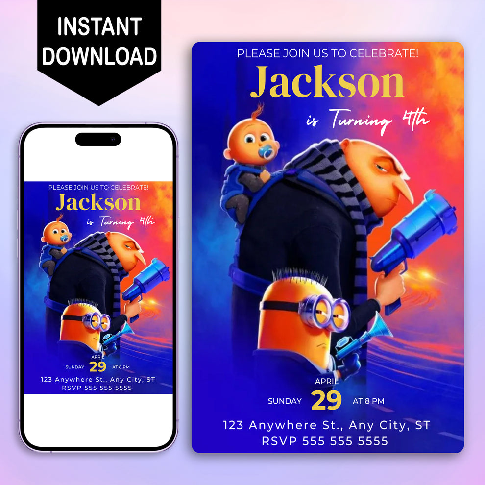 Despicable Me Birthday Invitation Template – CreativeRino