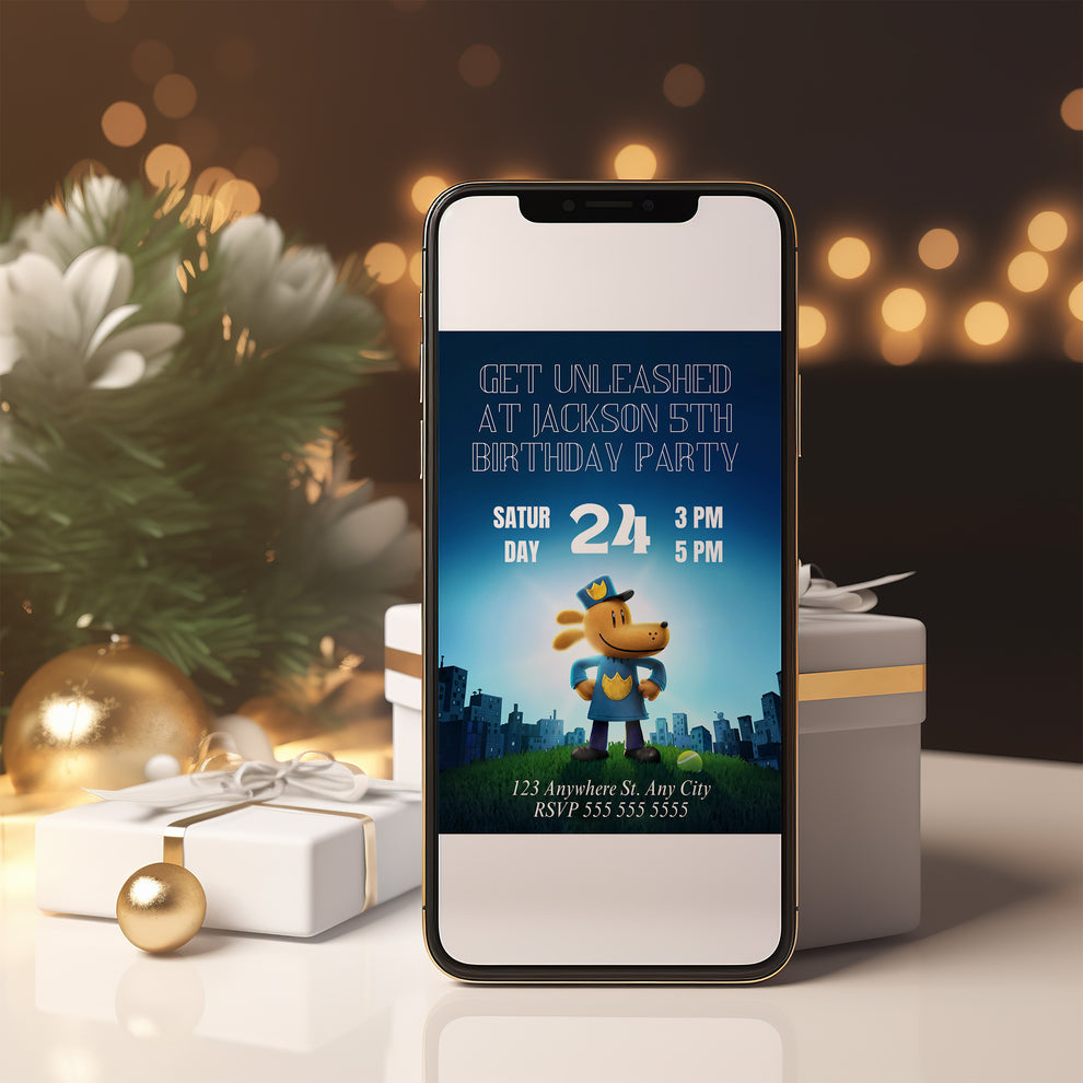 Dog Man Birthday Invitation Template – CreativeRino