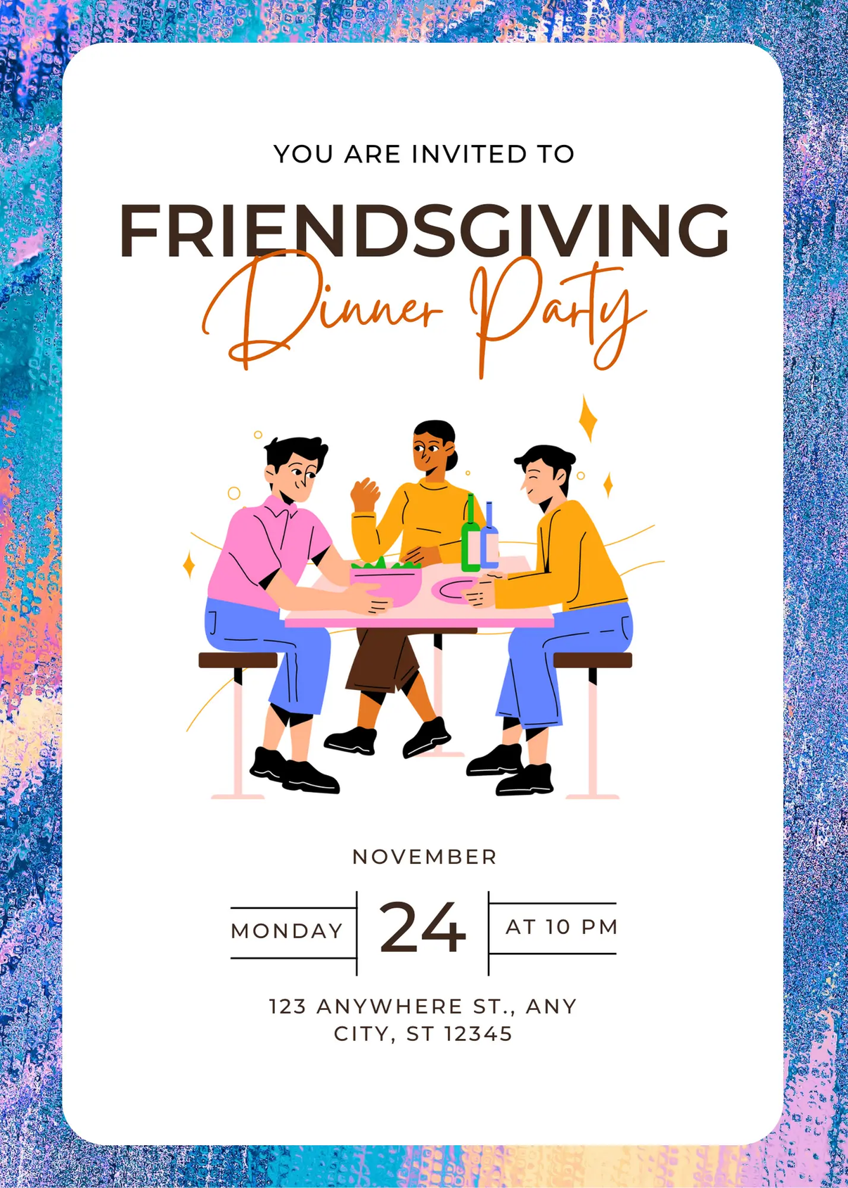 Friendsgiving Dinner Party Invitation Template | Thanksgiving Invite ...