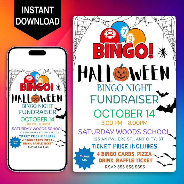 Bingo Night Halloween Fundraiser Invitation Template – CreativeRino