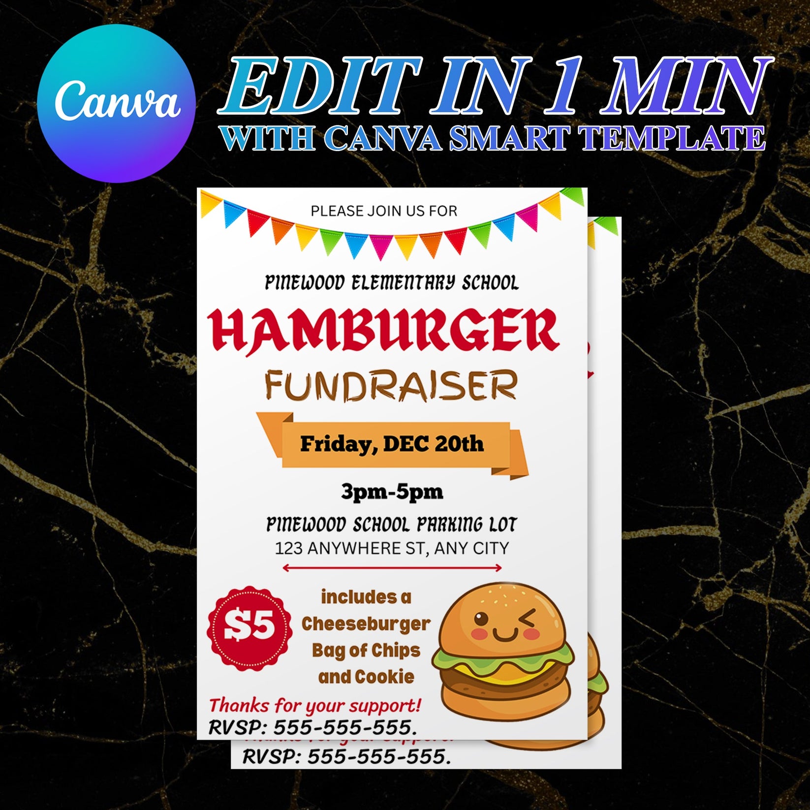 Burger Fundraiser Flyer Template | HamBurger Cookout Fundraising Invit ...