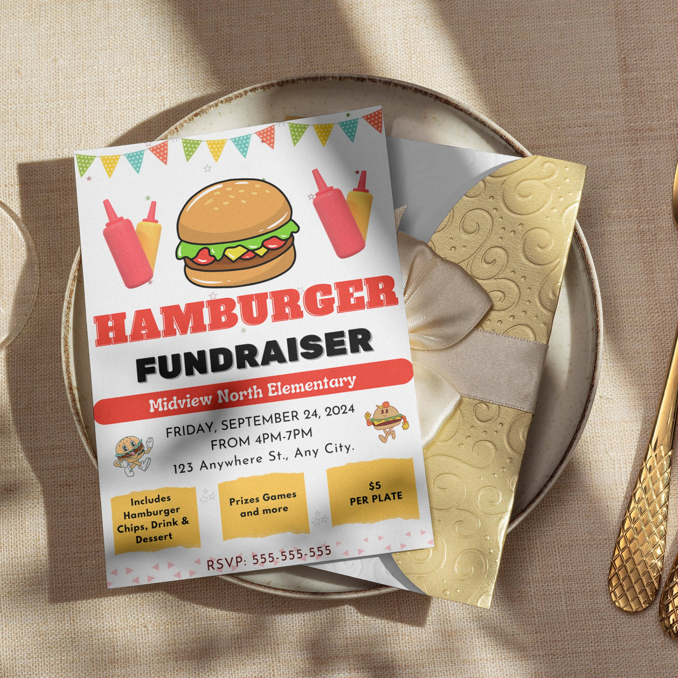 Hamburger Fundraiser Flyer Template | Burger Cookout Fundraising Invit ...