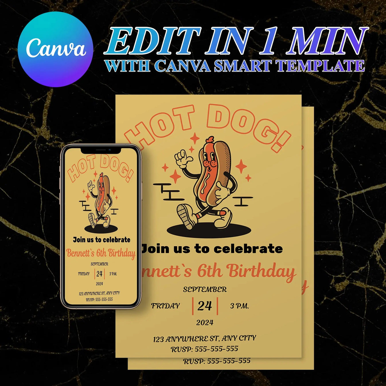 Hot Dog Birthday Invitation Template – CreativeRino