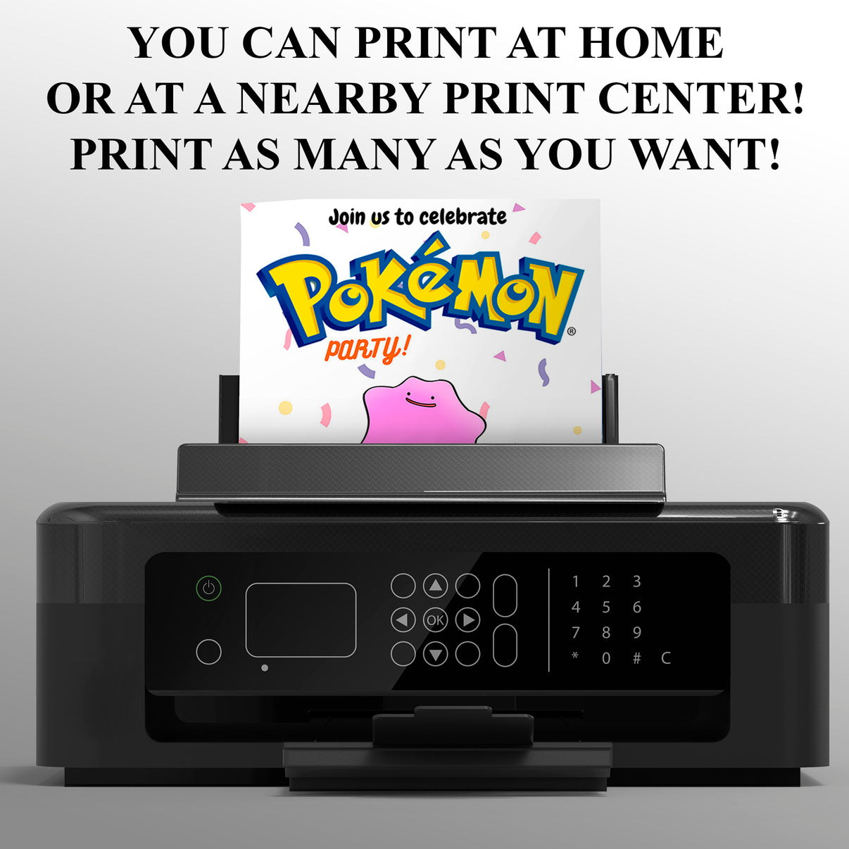 Ditto Birthday Invitation Template | Pokemon Invite – CreativeRino