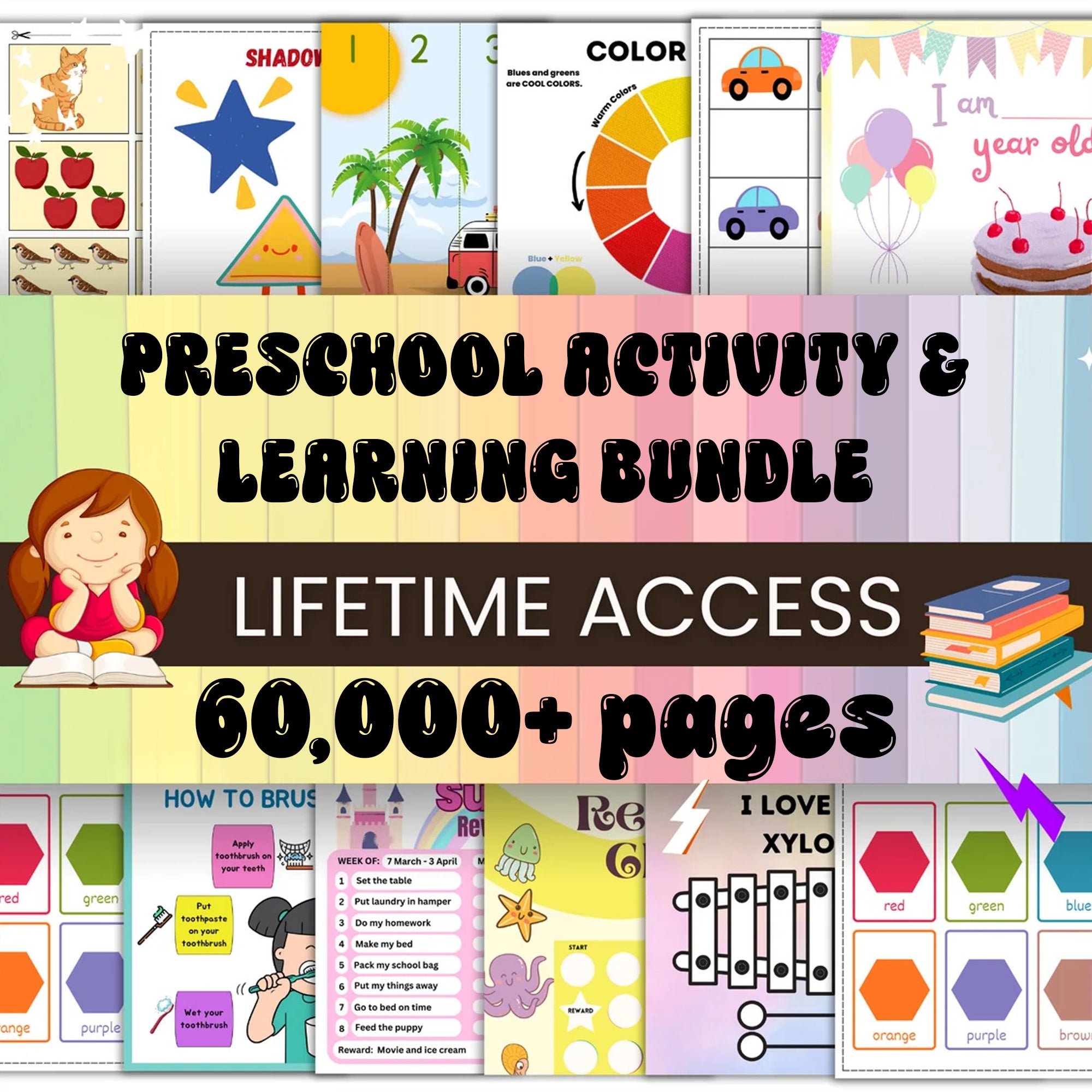 60000+ Preschool & Kindergarten Printable Activity Worksheets Bundle ...