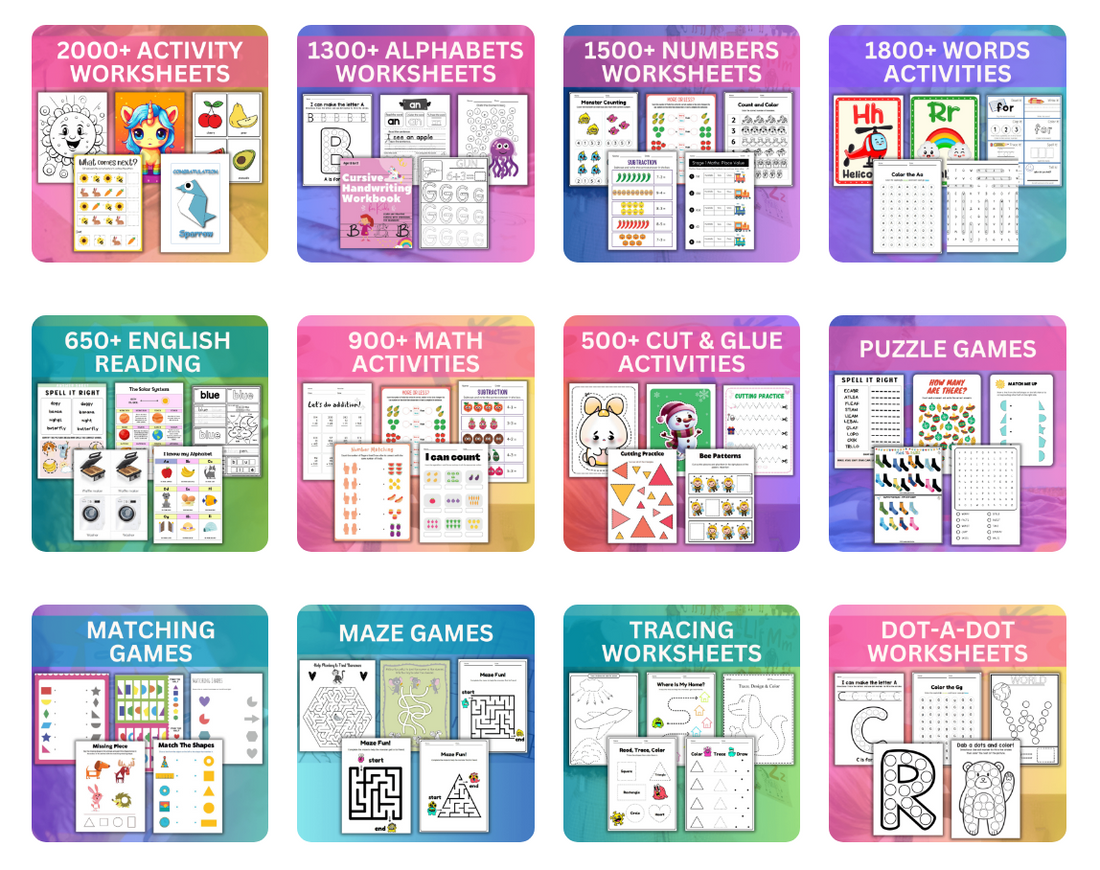 60000+ Preschool & Kindergarten Printable Activity Worksheets Bundle ...