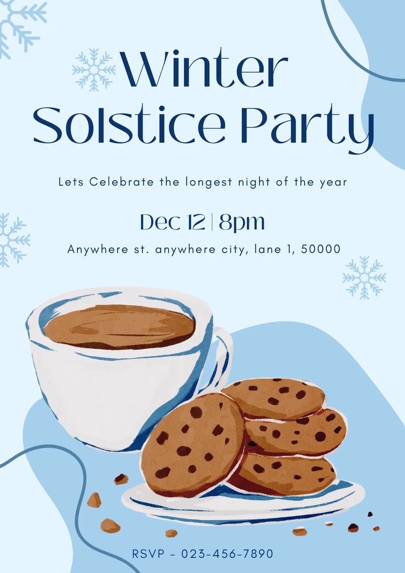 Winter Solstice Party Invitation Template – CreativeRino
